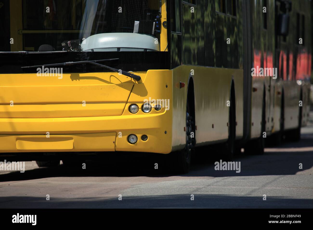 Urban public transport. New ukrainian yellow trolleybuses. City ...