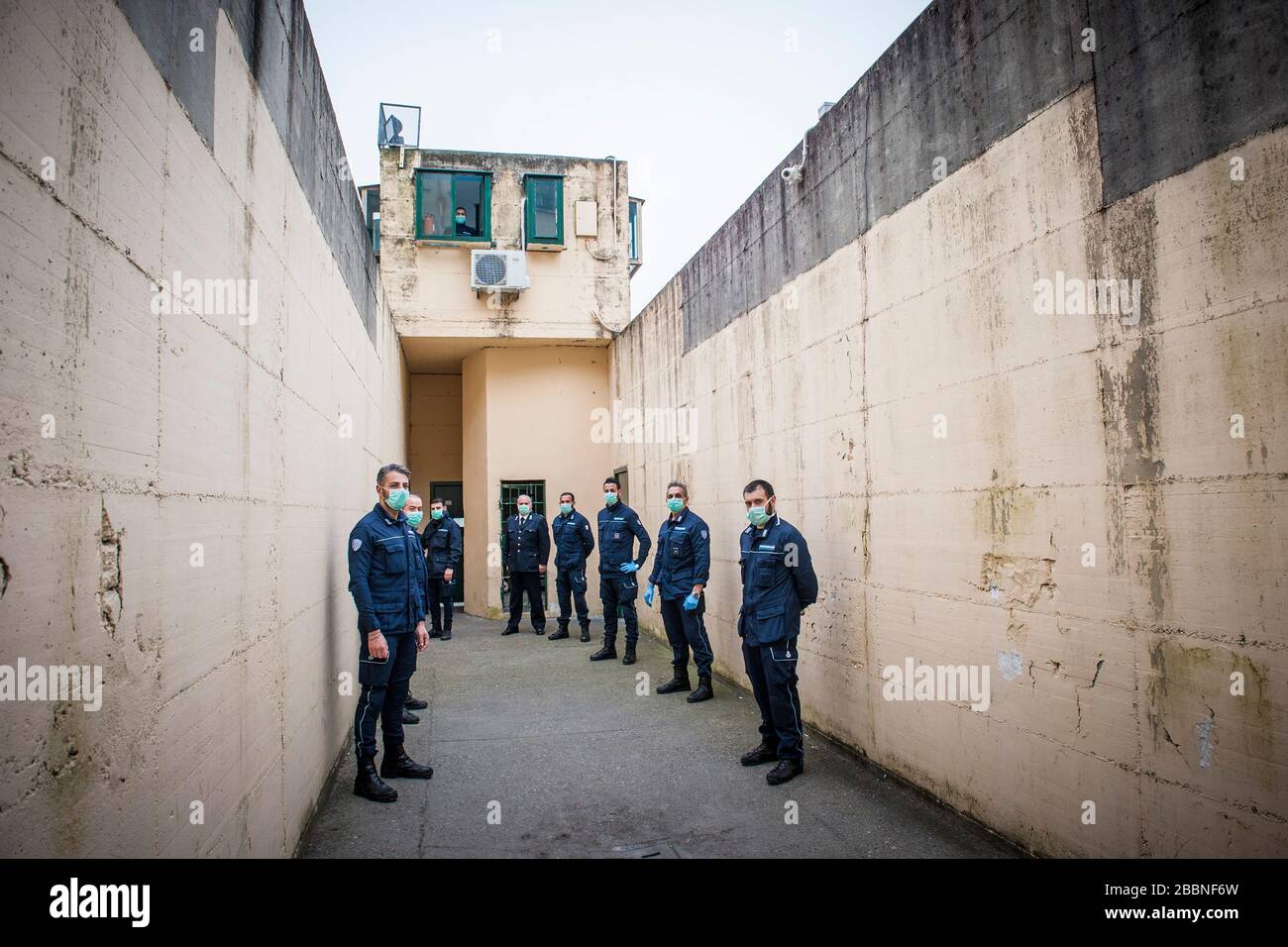 Italy, Milan, San Vittore prison, Prison police at work during the ...