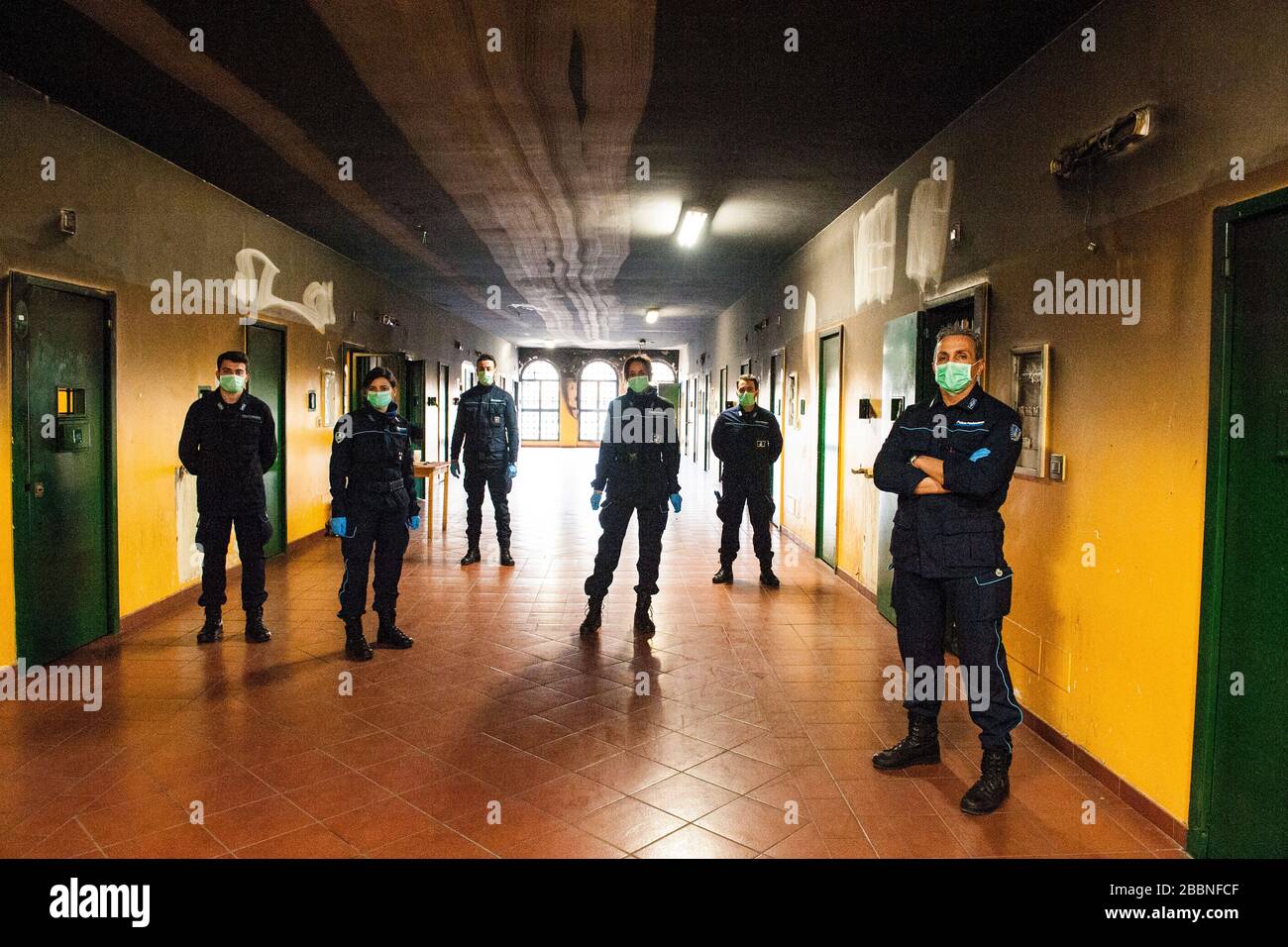 Italy, Milan, San Vittore prison, Prison police at work during the ...