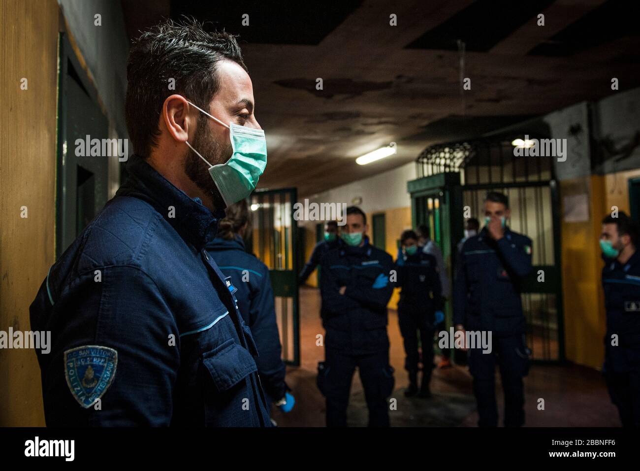Italy, Milan, San Vittore prison, Prison police at work during the ...