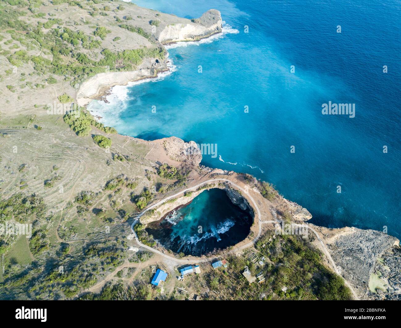 Broken beach in Nusa Penida Bali Indonesia drone view Stock Photo - Alamy