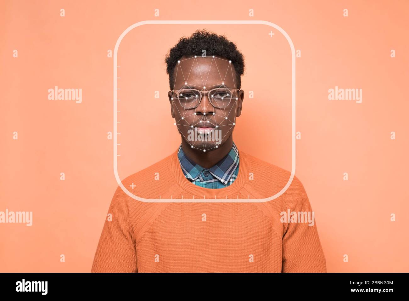 Futuristic Biometric Facial Scan. Identification of african man face ...