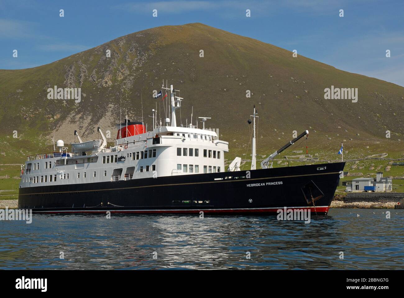 HEBRIDEAN PRINCESS lying at anchor in the splendour and isolation of ...