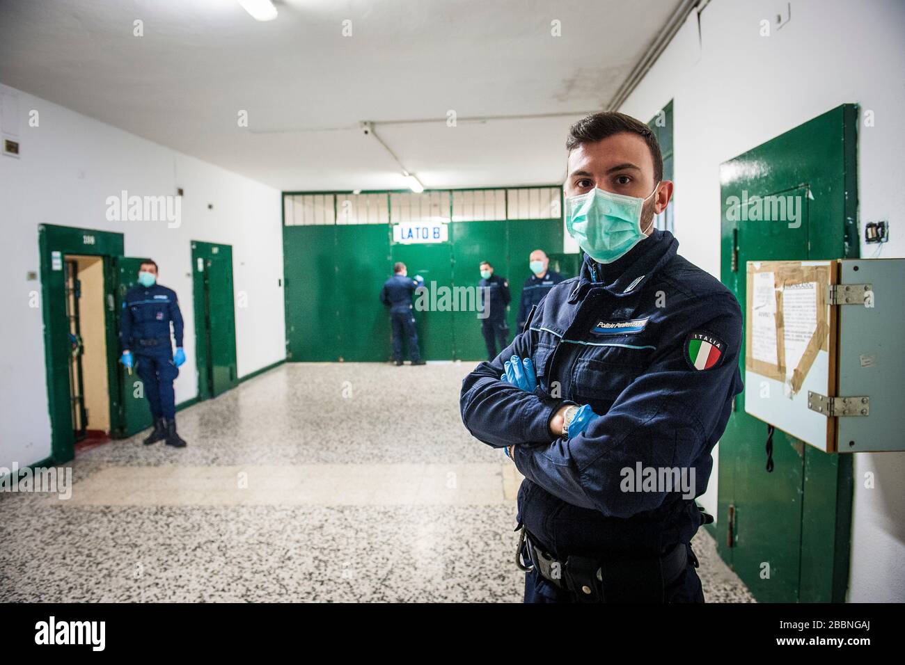 Italy, Milan, San Vittore prison, Prison police at work during the ...