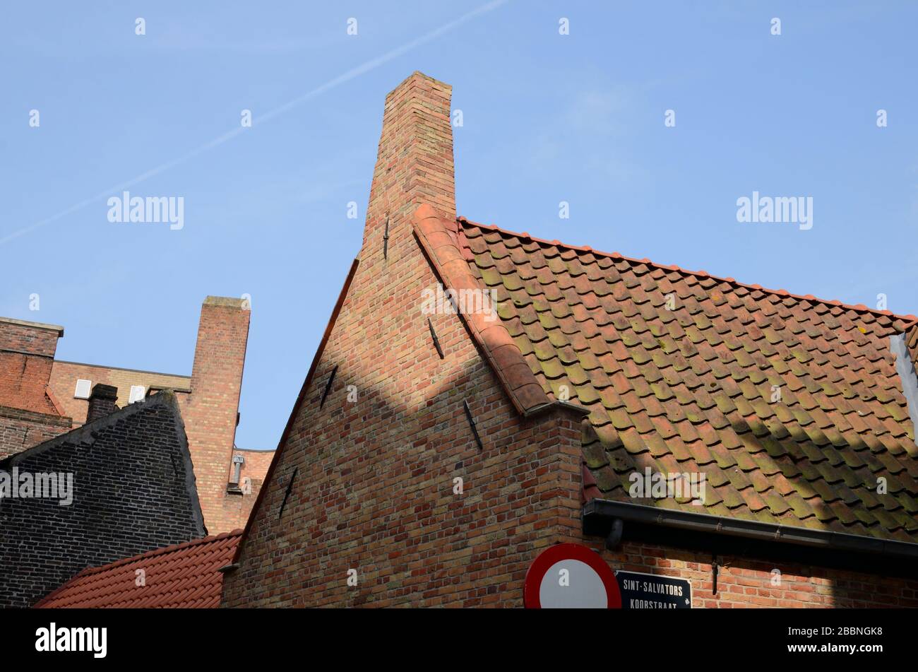 Traditional brick buildings in the historic city of Brugge, West ...