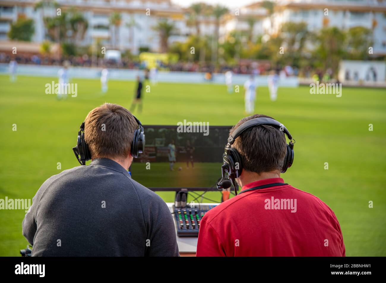 Football commentators microphone hi-res stock photography and images ...