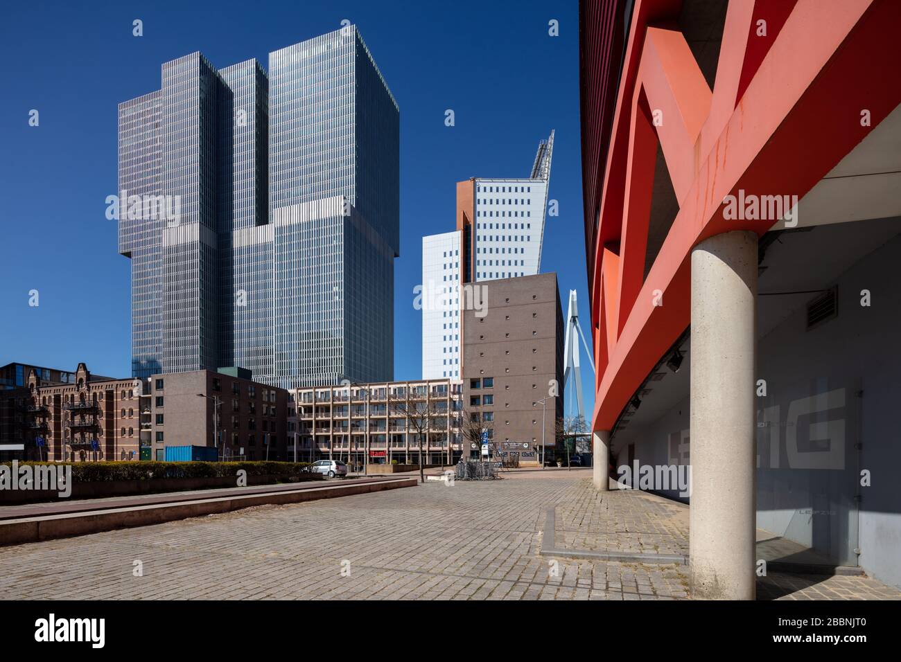 Rotterdam, the Netherlands - 31 March 2020: The Rotterdam tower in the ...
