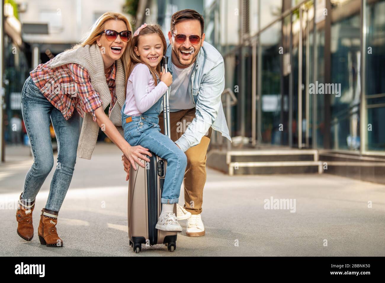 Happy family going on vacation together.Family,tourism and vacation ...