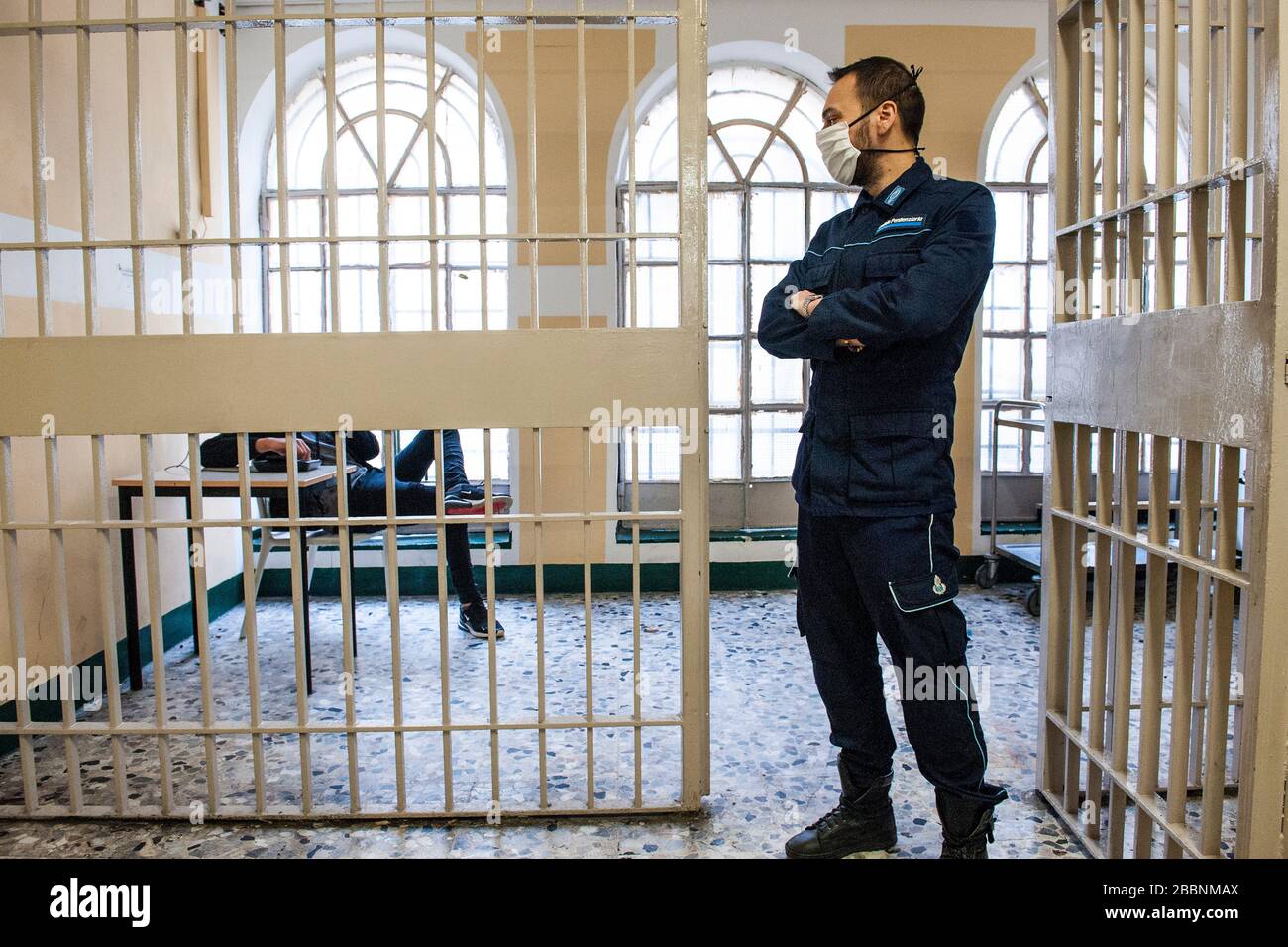 Italy, Milan, San Vittore prison, Prison police at work during the ...