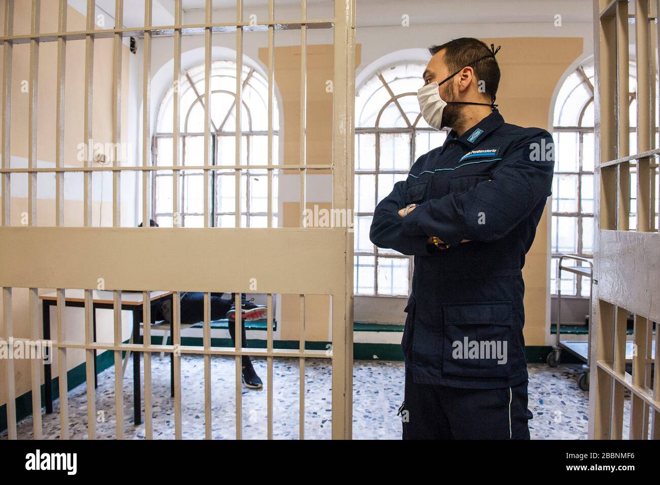 Italy, Milan, San Vittore prison, Prison police at work during the ...