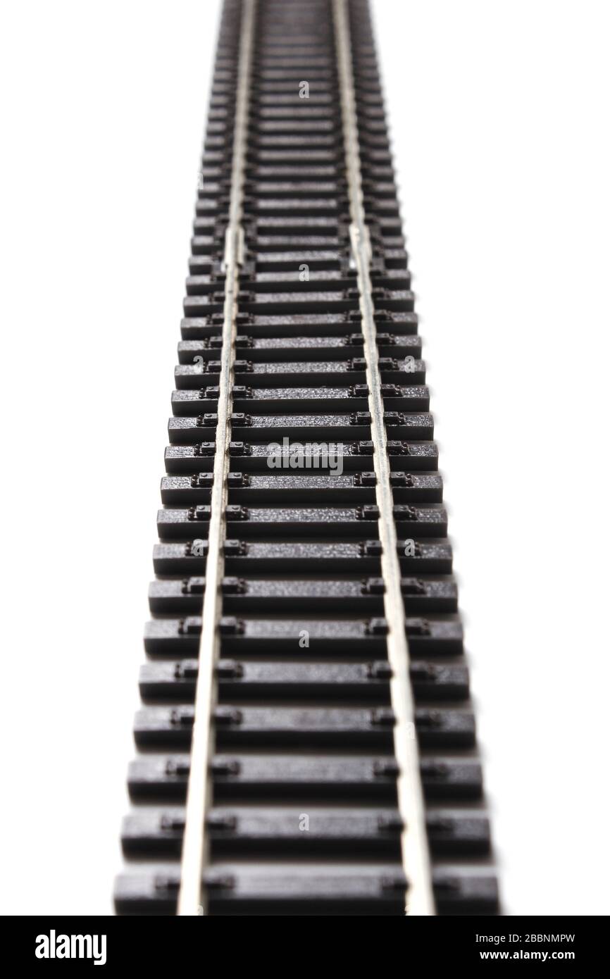 Railroad rails isolated on white background Stock Photo - Alamy