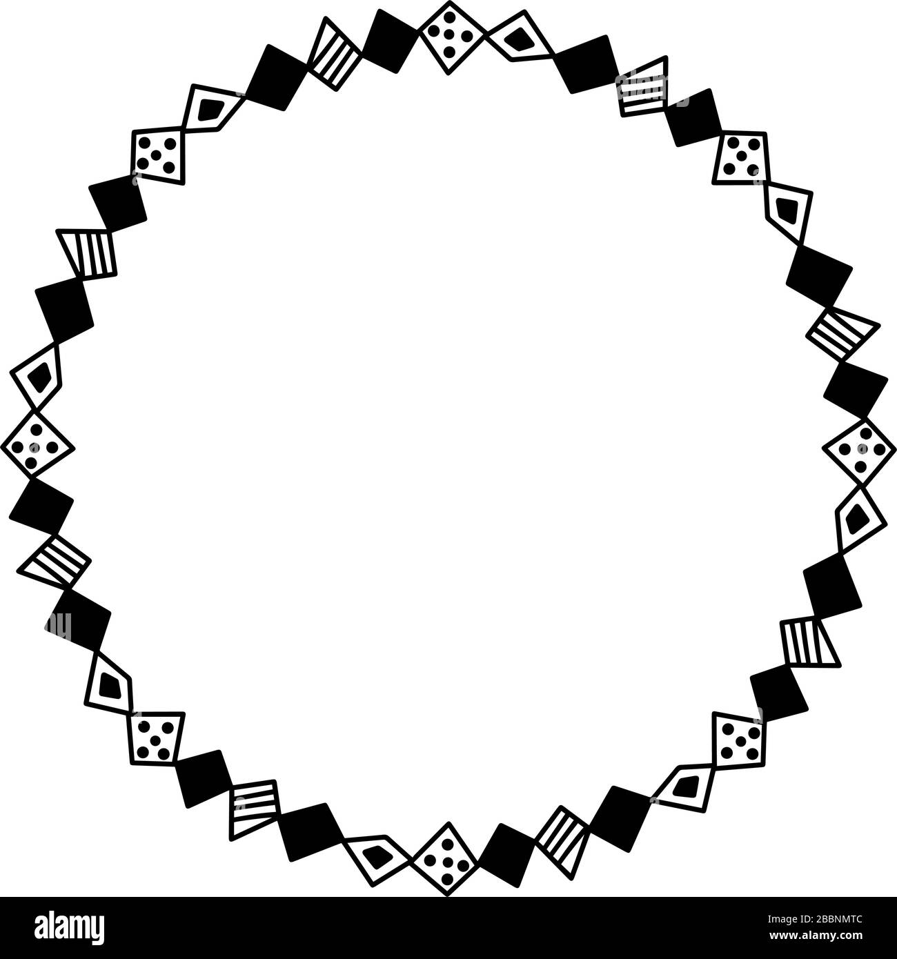 Abstract doodle geometric rhombus frame with dots. Isolated on white ...