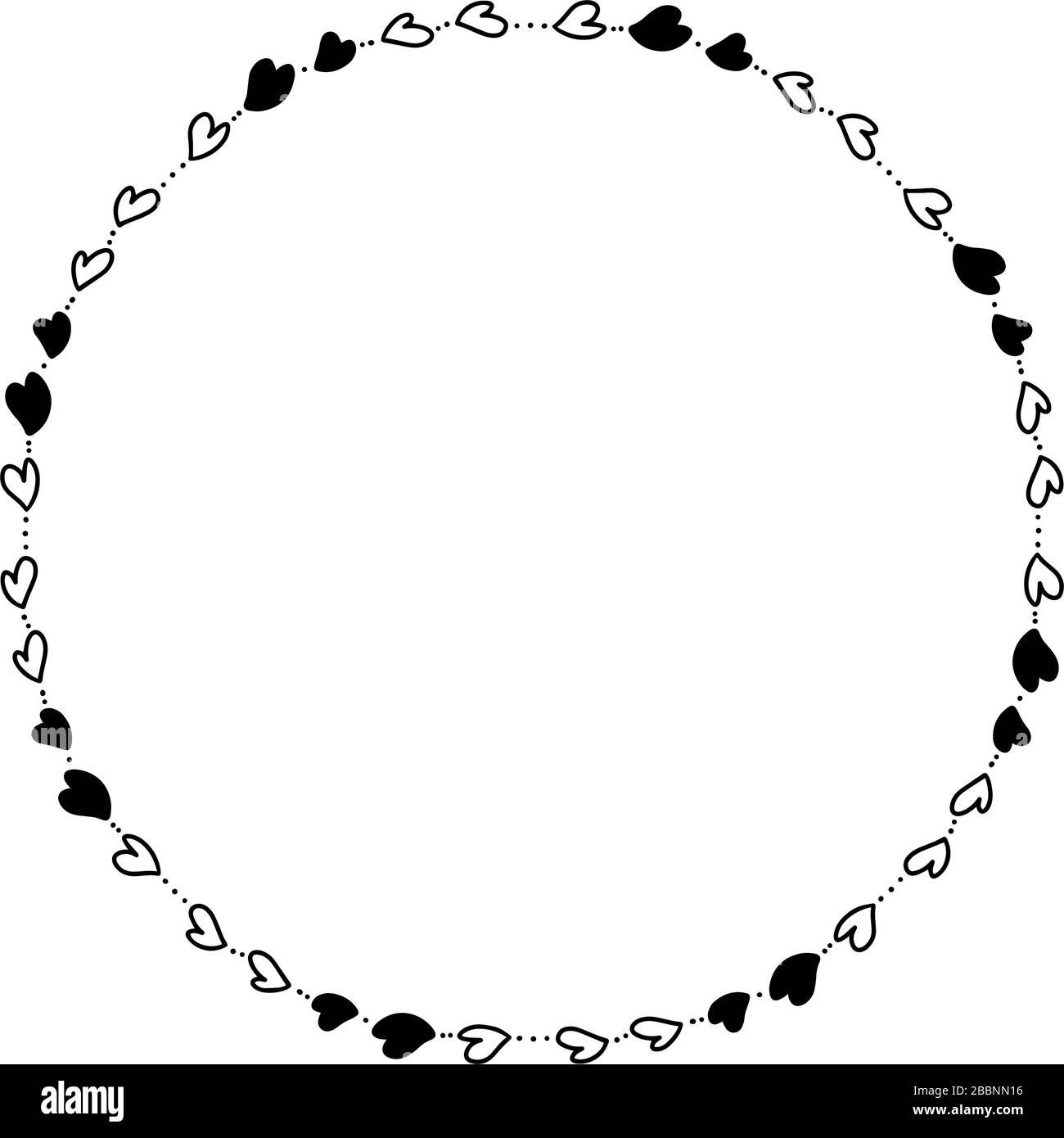 Abstract doodle frame from hearts on Valentines day. Isolated on white ...