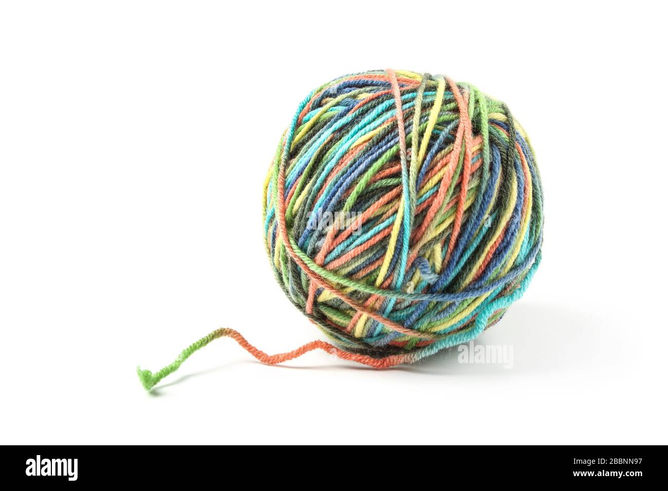 A ball of colored threads isolated on white background Stock Photo - Alamy