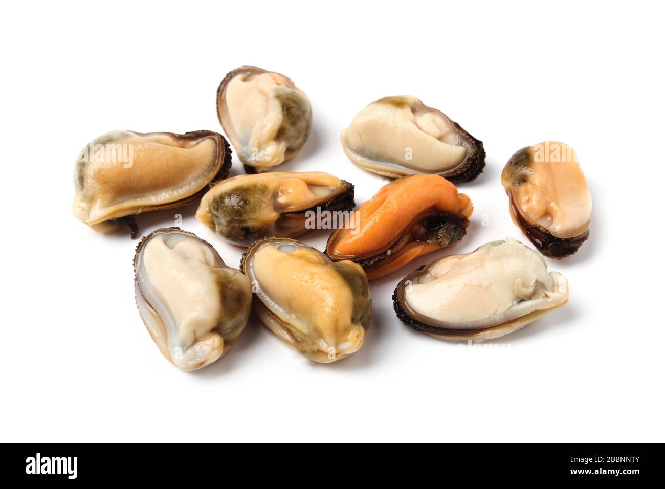 Mussel meat isolated on white background Stock Photo - Alamy