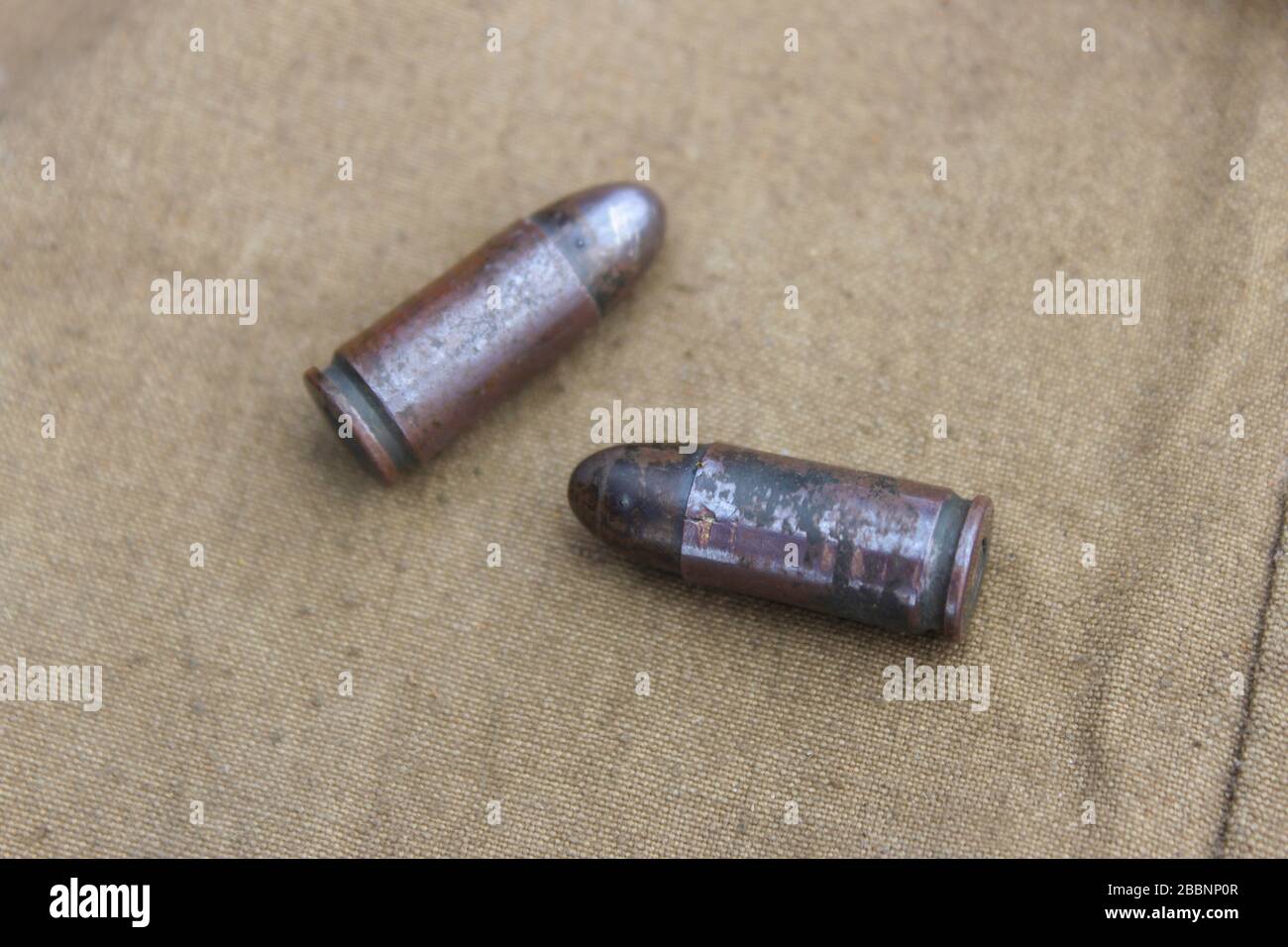 Old pistol ammunition from the Second World War from the battlefield ...
