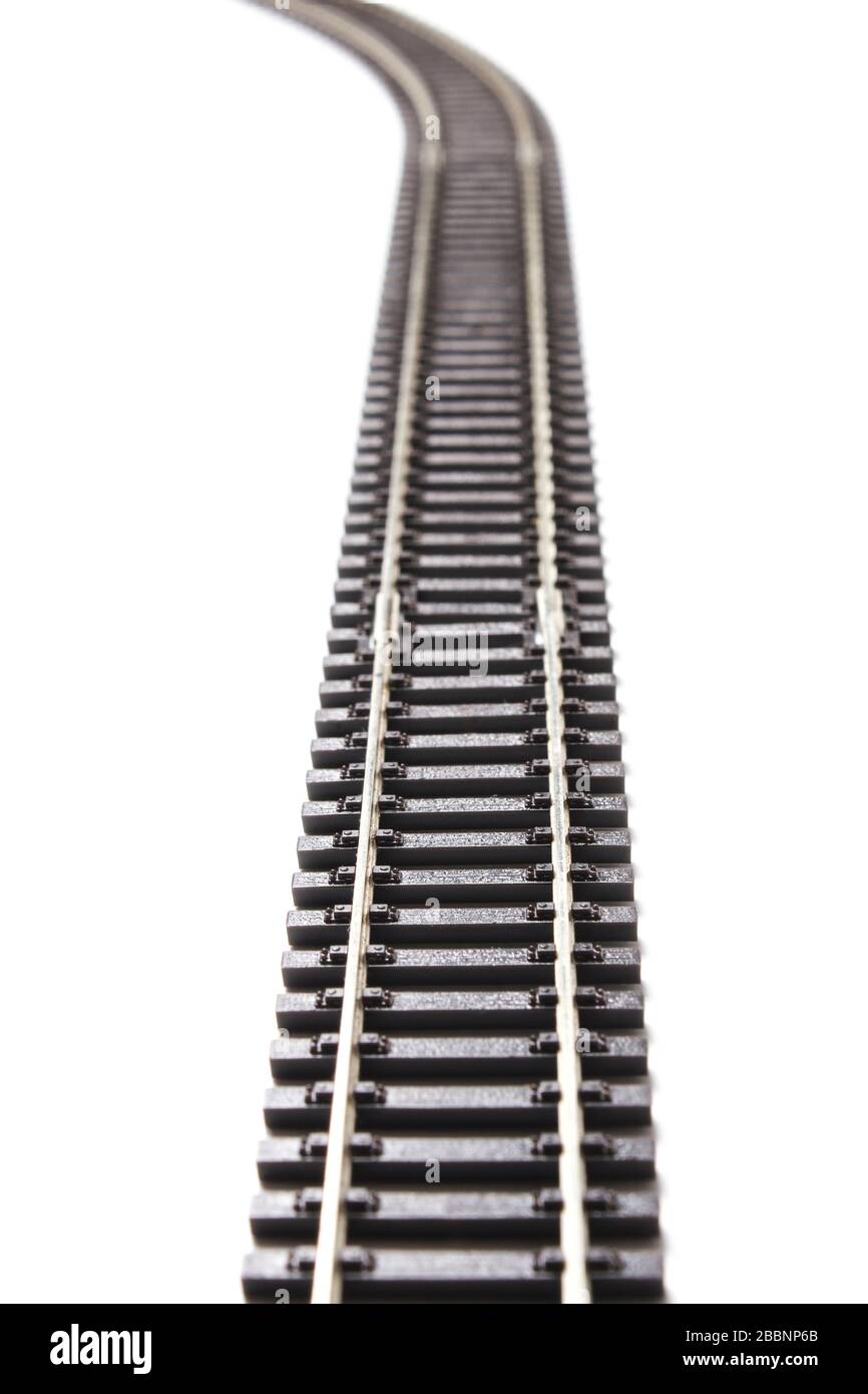 Railroad rails isolated on white background Stock Photo - Alamy