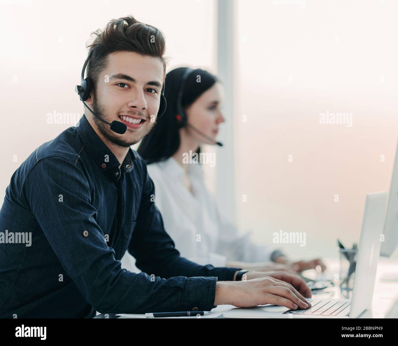 professional call center operators communicate with customers Stock Photo - Alamy