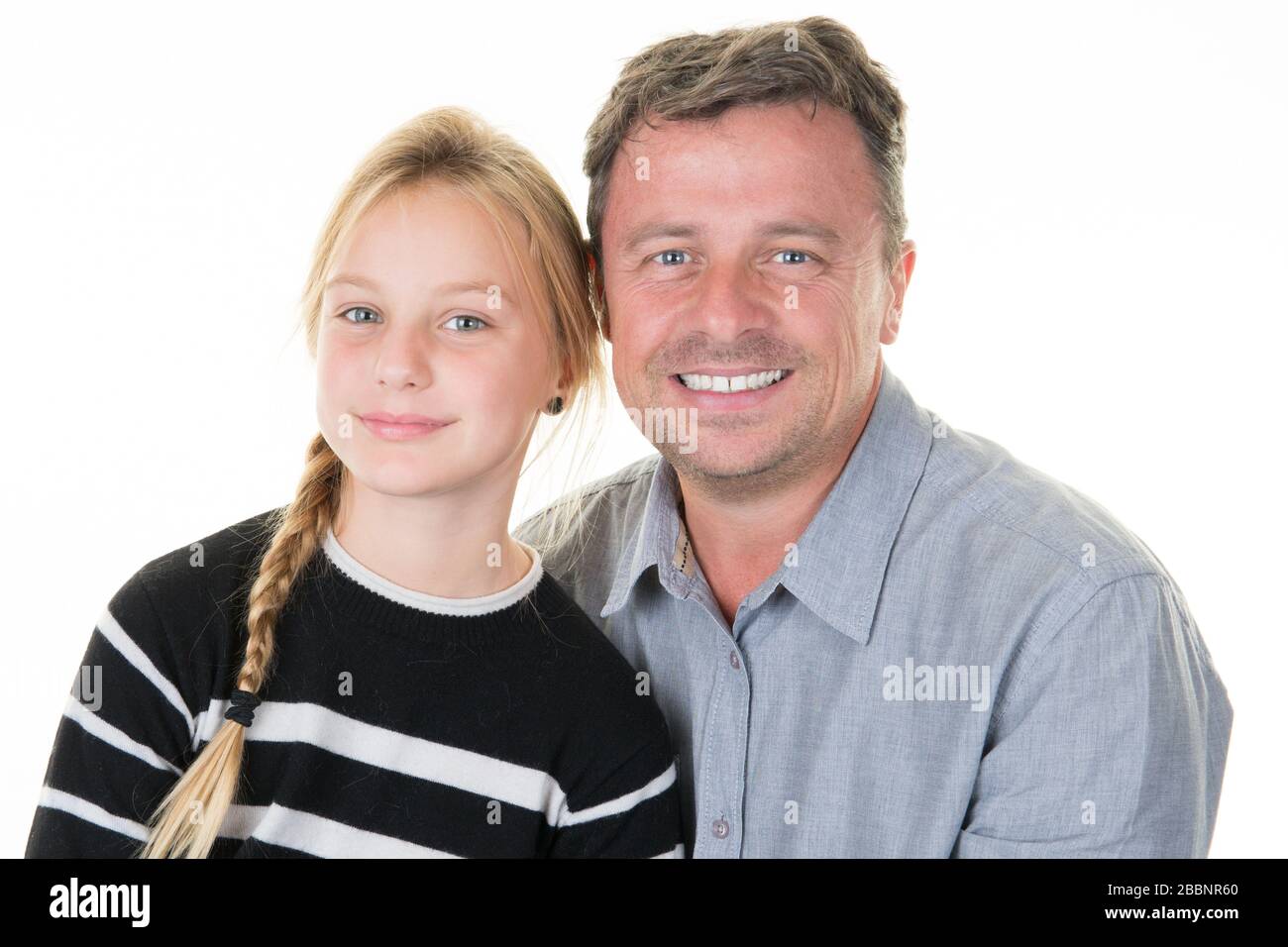 portrait classic new family with single father and pretty blond ...