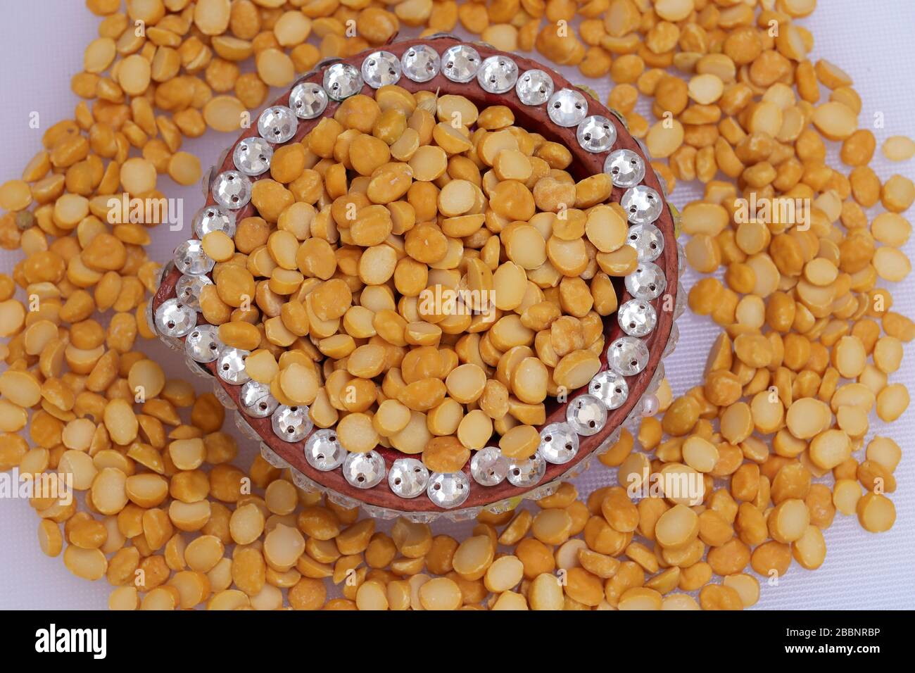 Yellow color split raw Chana dal or chickpeas lentils Stock Photo - Alamy