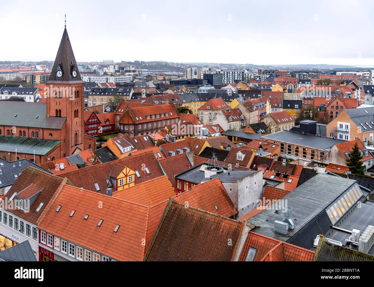 Aalborg, over the rooftops. Shot from the roof of Salling department ...