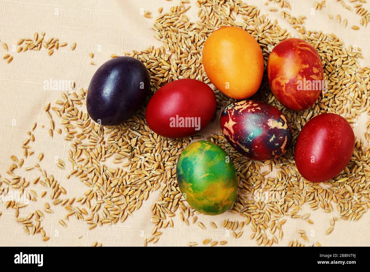 Eggs painted in different colors for Easter celebration according to ...