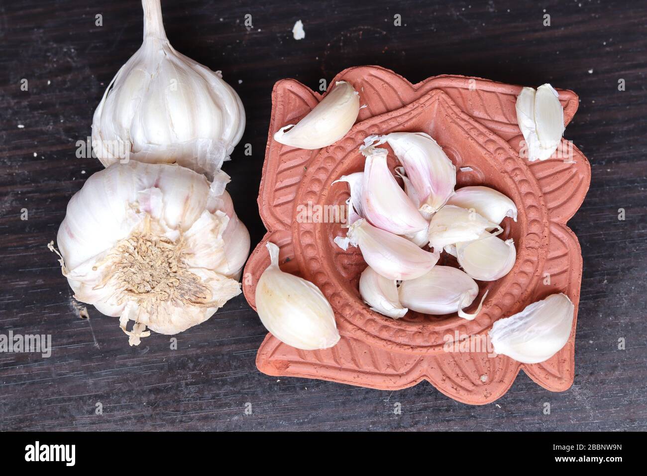 One whole aromatic white garlic isolated on white background Stock ...