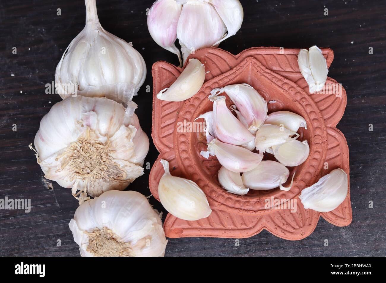 One whole aromatic white garlic isolated on white background Stock ...