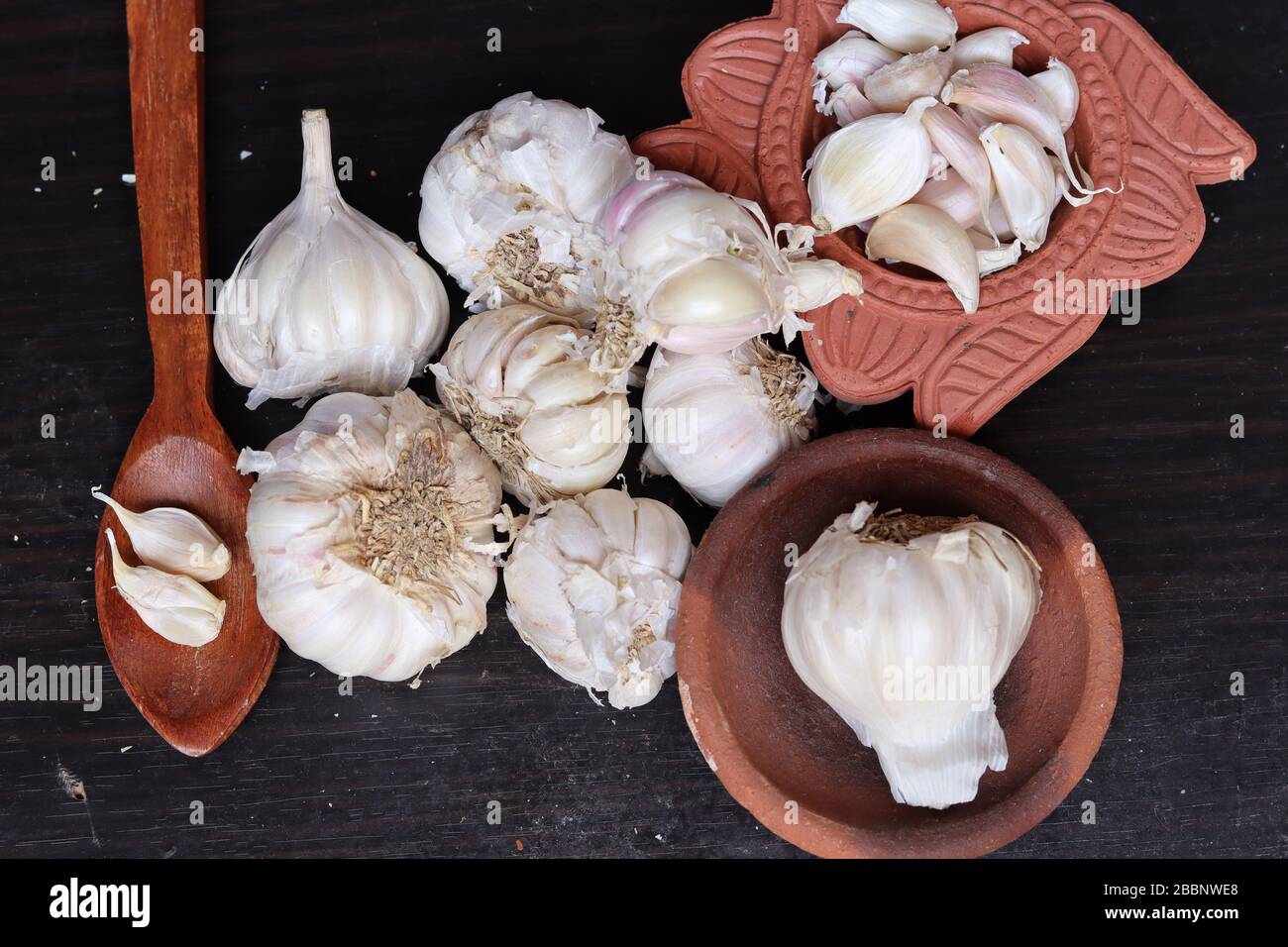 One whole aromatic white garlic isolated on white background Stock ...