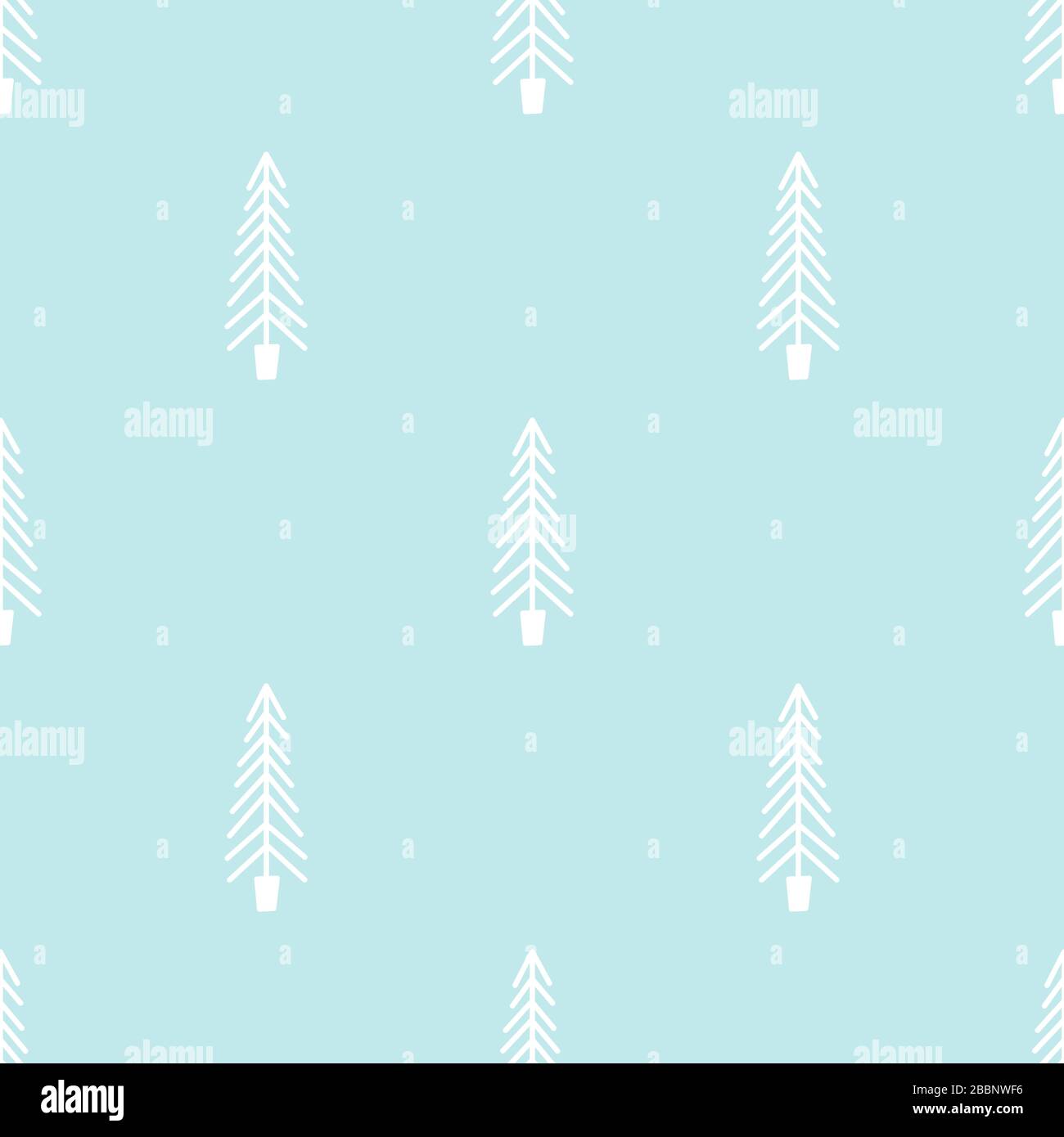 Vector simple fir tree blue seamless pattern in modern scandinavian ...