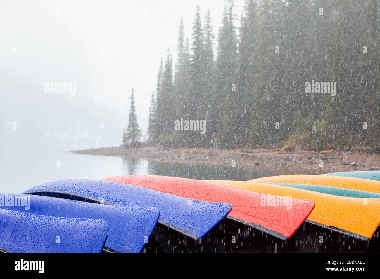 canoe in the snow storm Stock Photo - Alamy