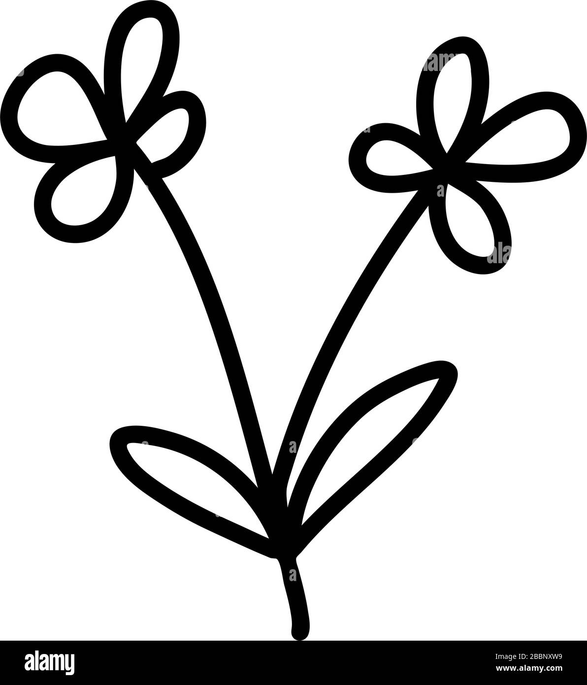 Abstract doodle single floral element for decoration patterns, wrapping ...