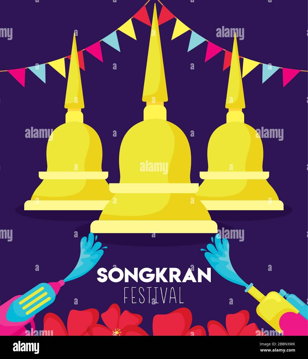 card of songkran festival in thailand vector illustration design Stock ...