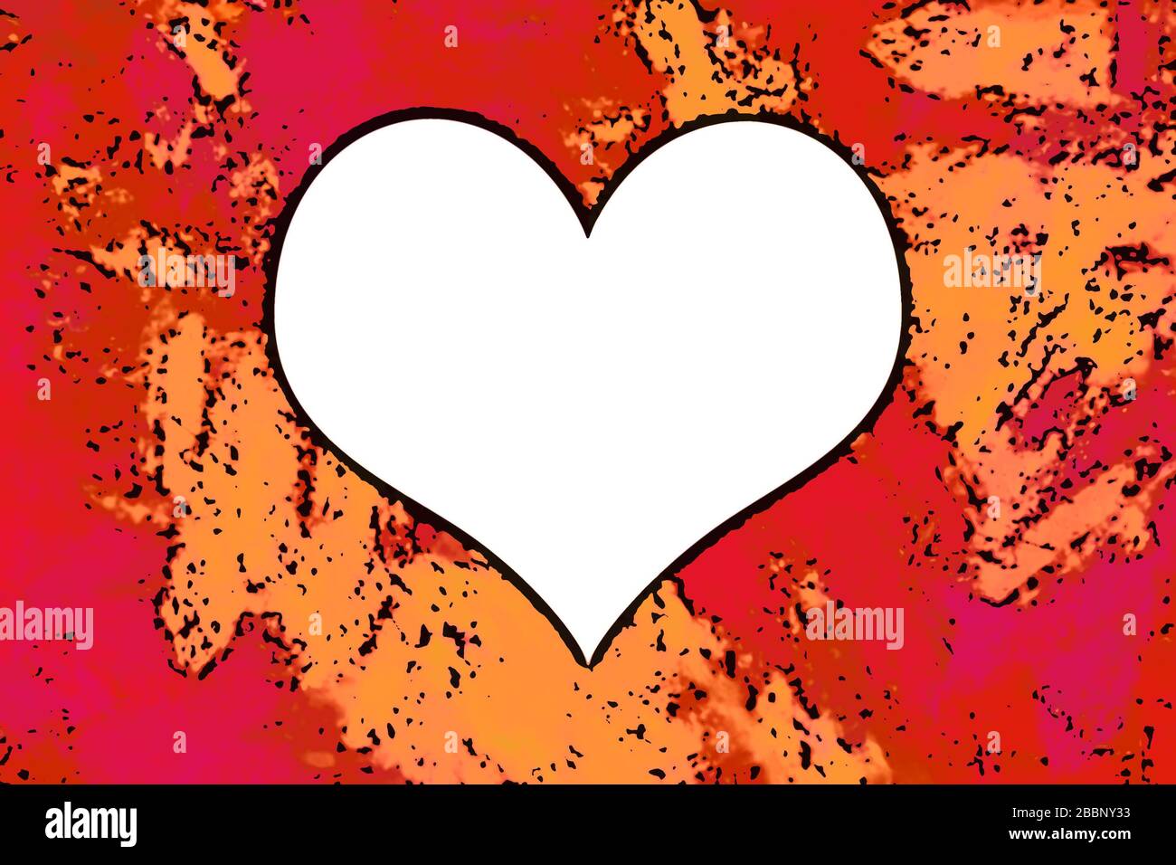 White Empty Heart Shape Against Beautiful Painted Colorful Background ...