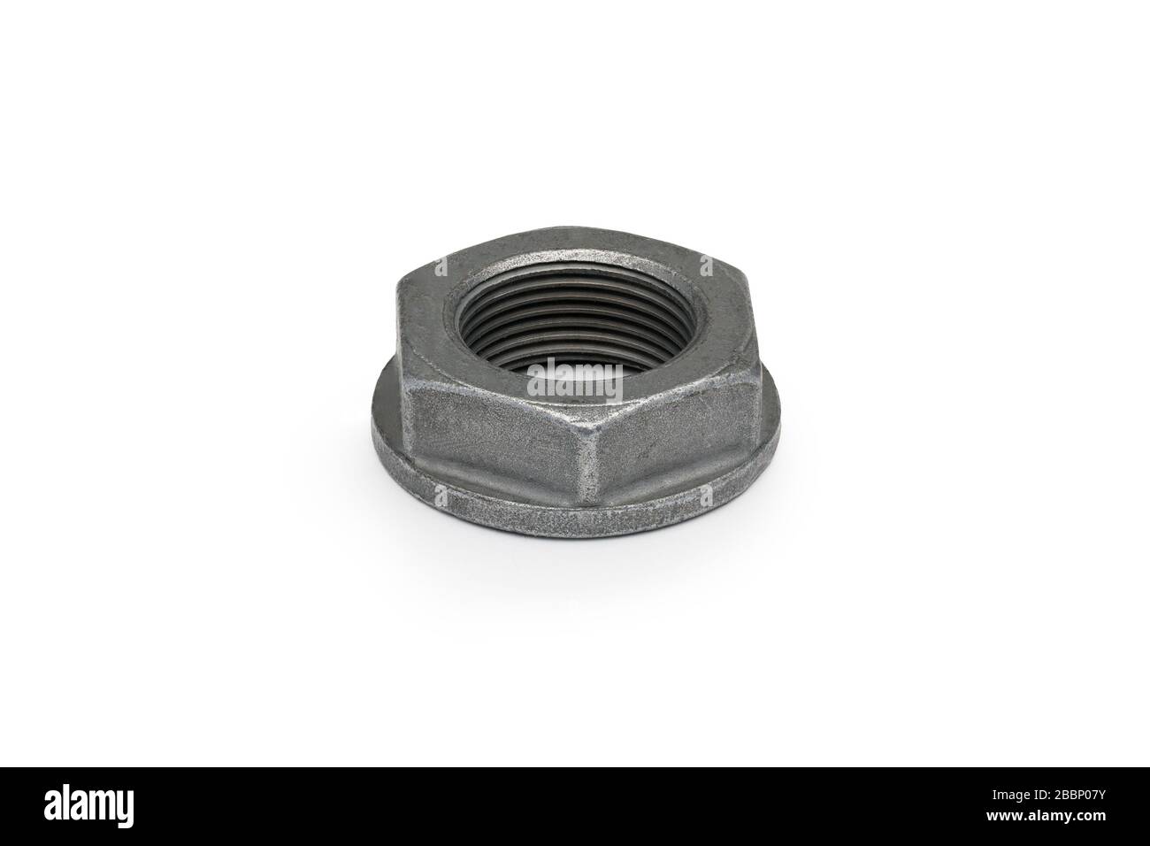 Isolate. The large metal gray nut on a white background. Side view ...