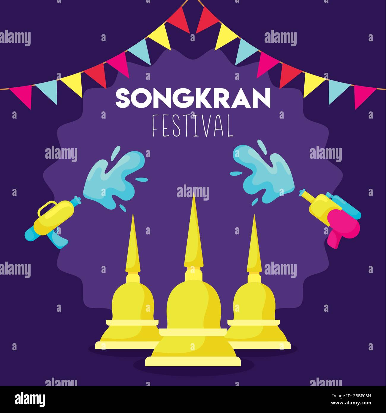 card of songkran festival in thailand vector illustration design Stock ...