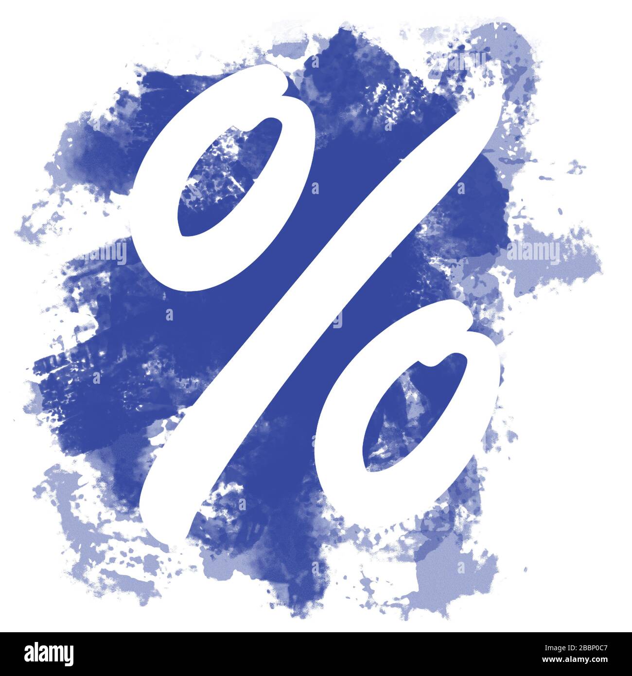White Percentage Sign Against Blue Watercolor Painted Background Stock ...