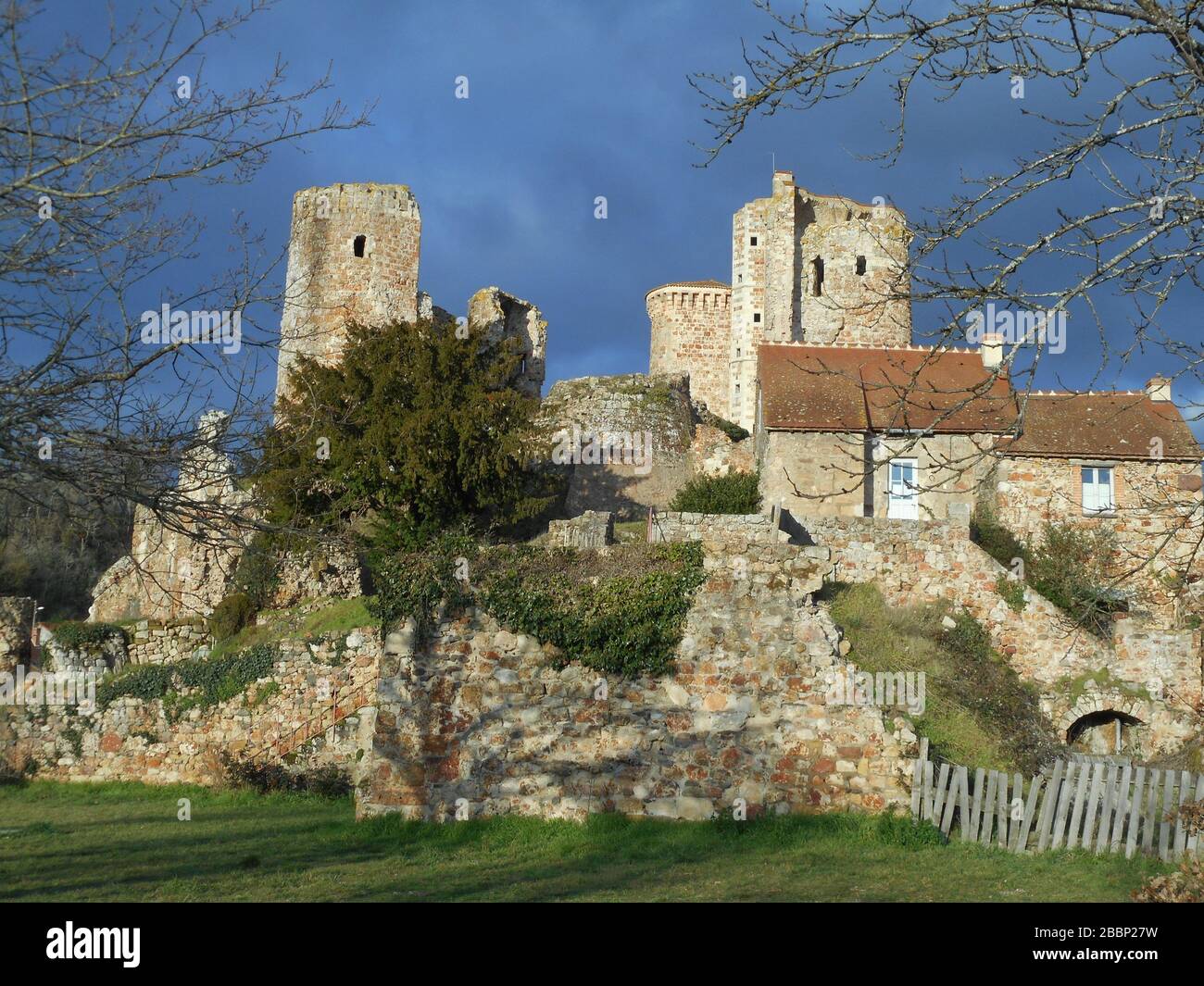 View of the castel of village of HERISSON, a stormy day, late afternoon ...