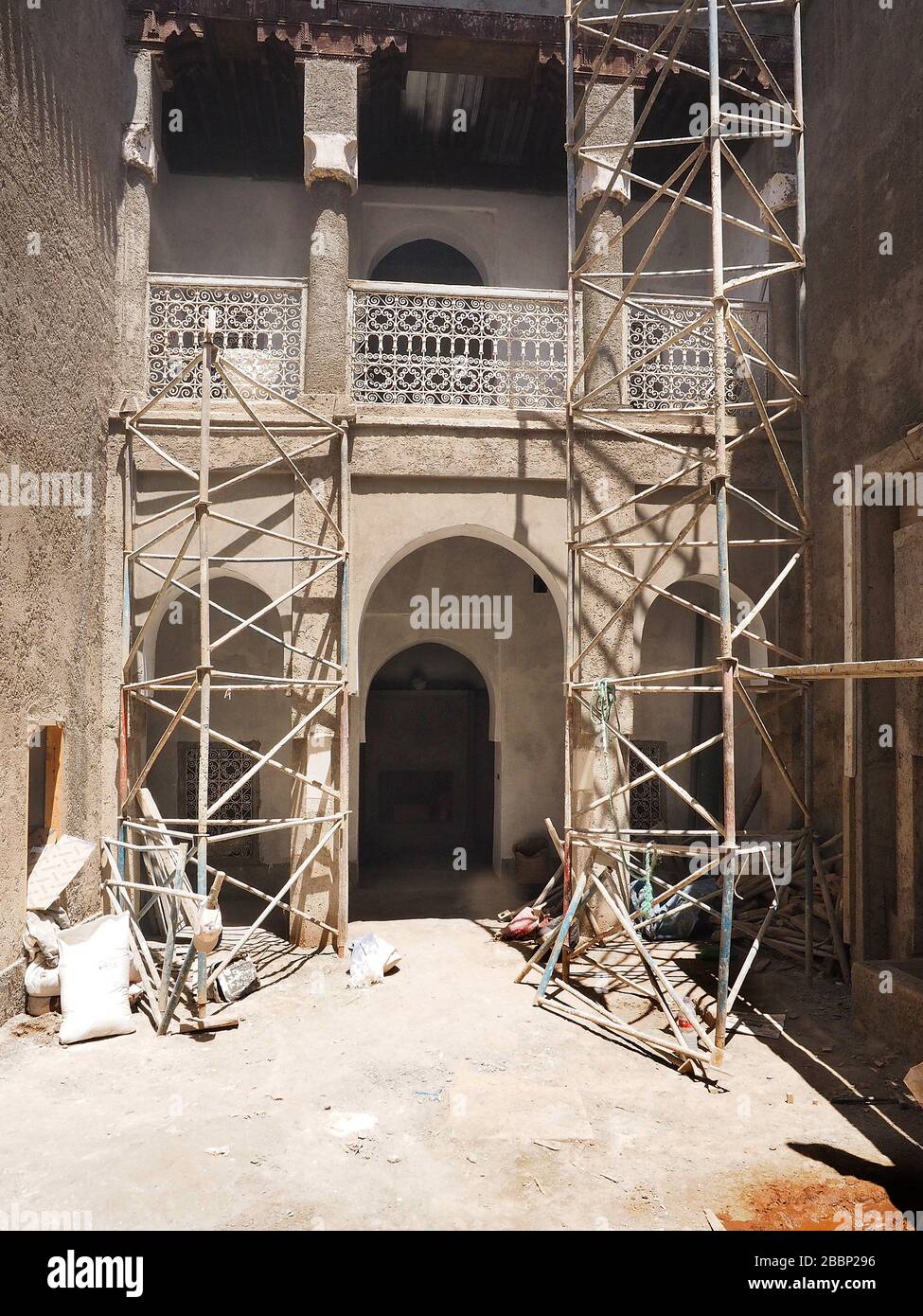 Construction site in renovated riad, Medina, Marrakech, Morocco, North ...