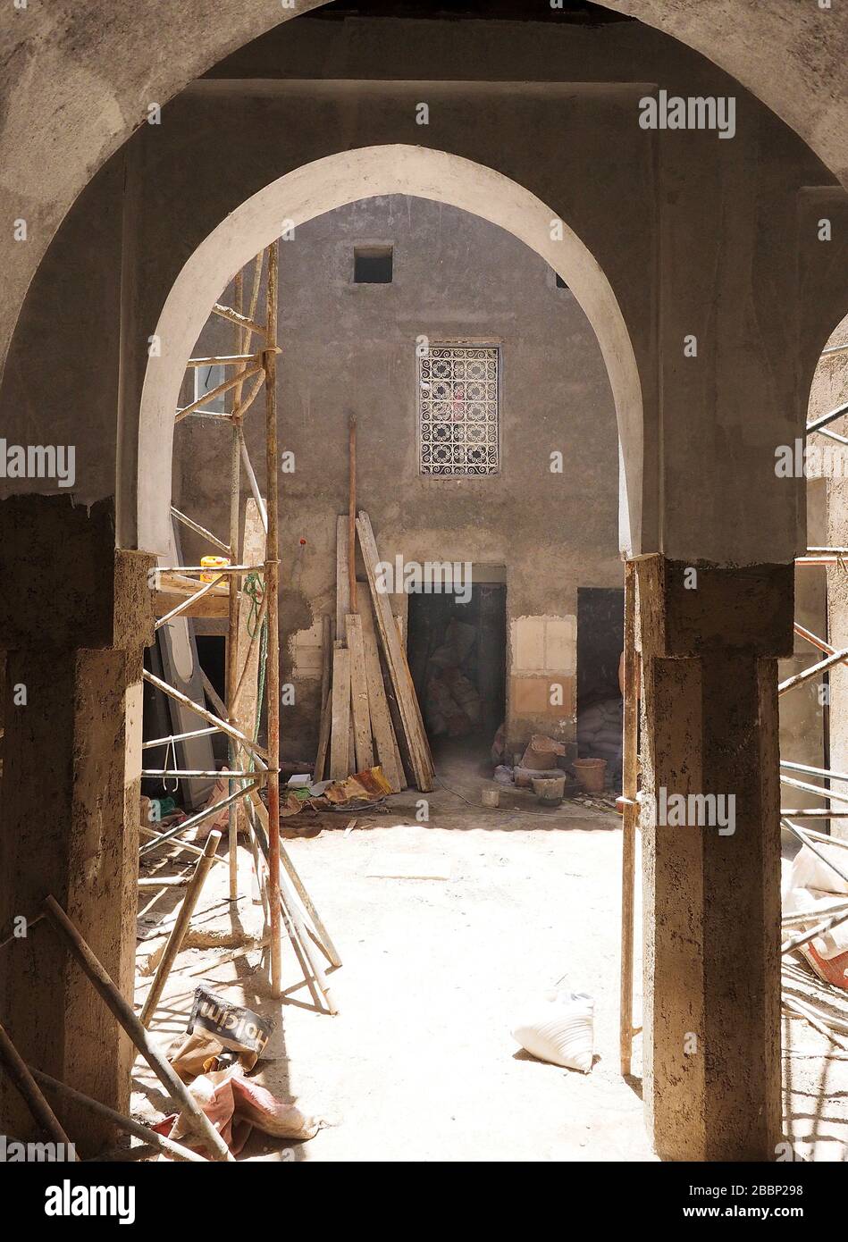 Construction site in renovated riad, Medina, Marrakech, Morocco, North ...