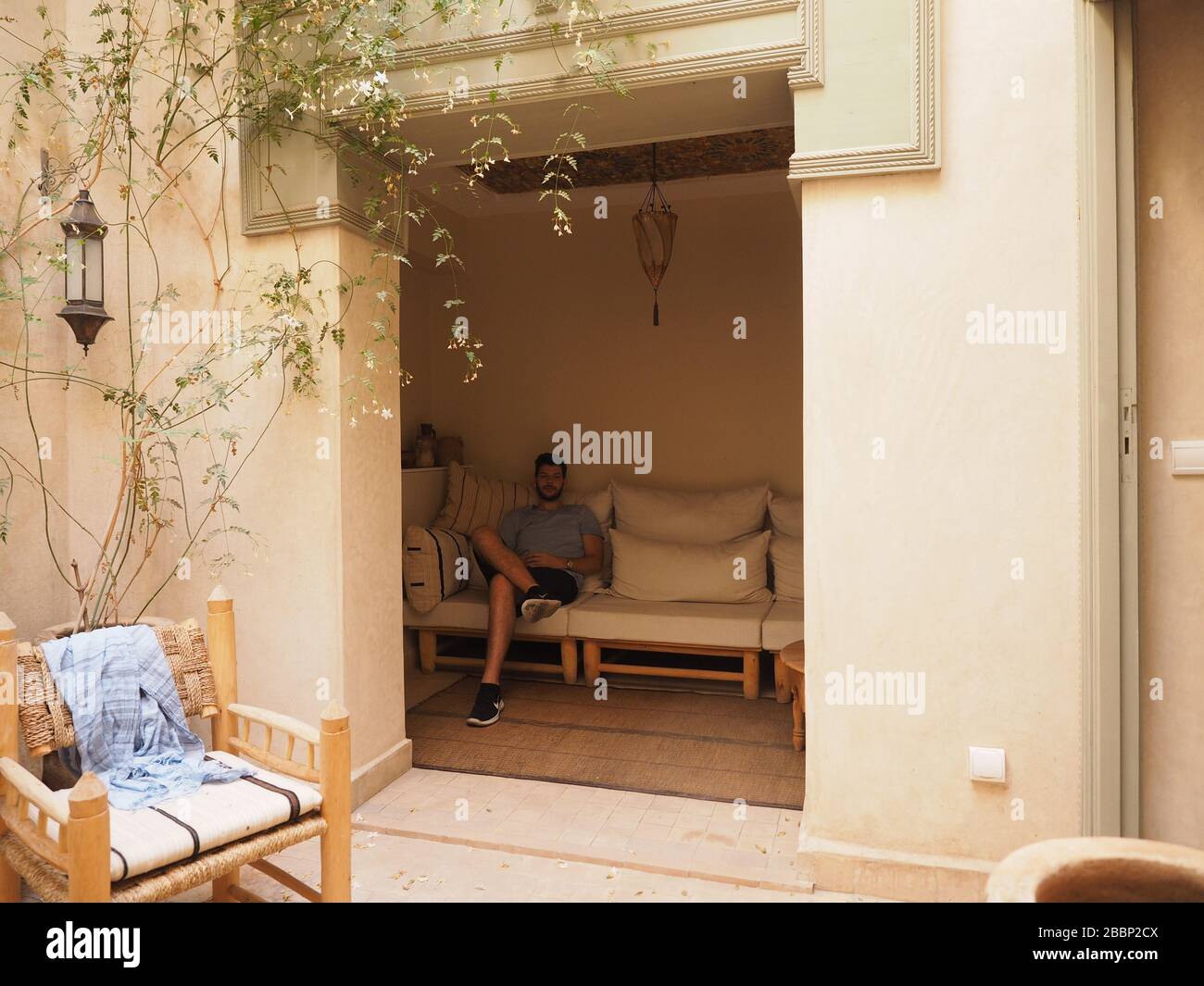 Interior of renovated private riad, Medina, Marrakech, Morocco, North ...