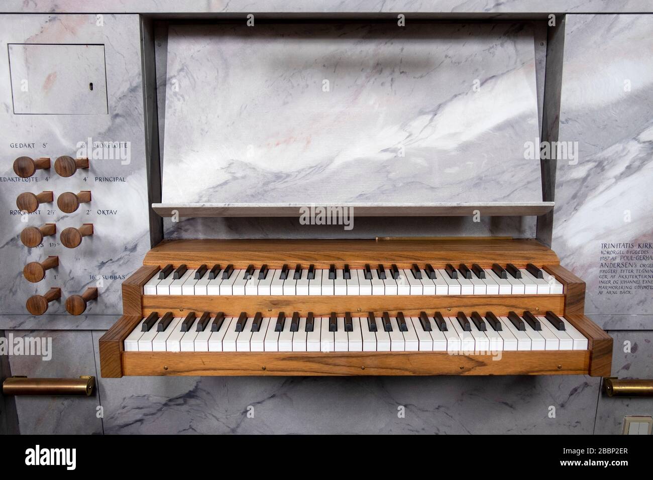 Modern church organ at Trinitatis Church in Copenhagen, Denmark, Europe ...