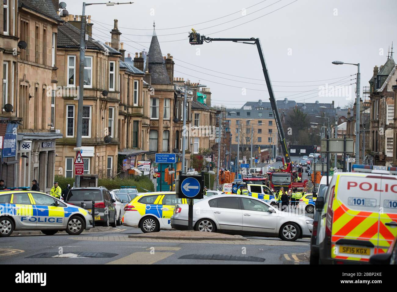 Glasgow, UK. 1 April 2020. Pictured: Tenement House Fire in Albert ...