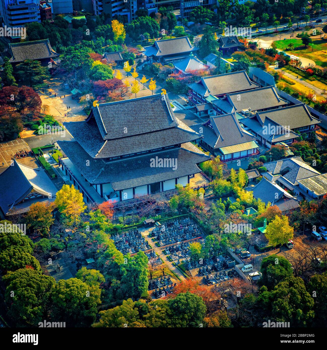Zojoji Temple, from Tokyo Tower, Tokyo, Japan Stock Photo - Alamy