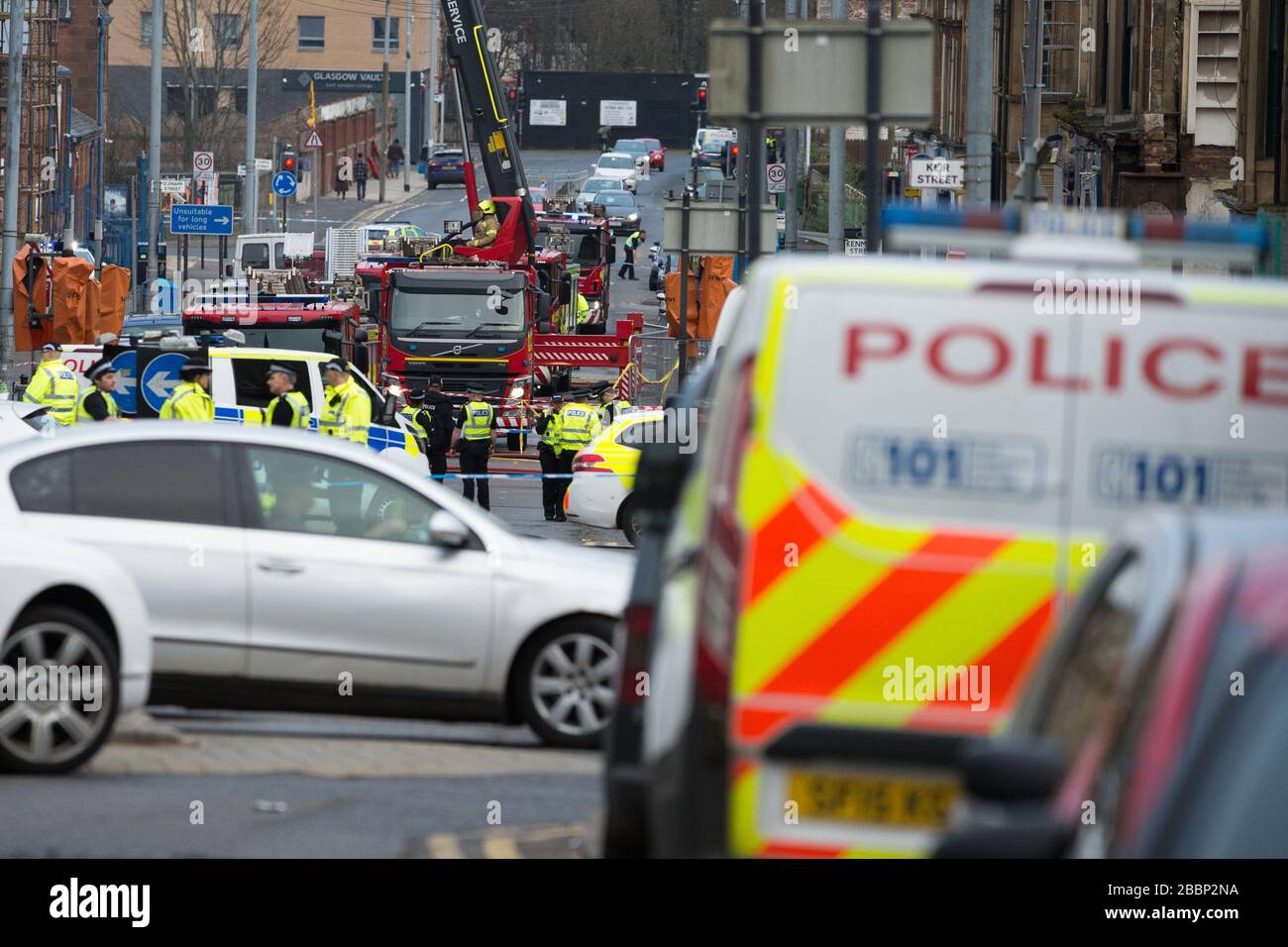 Glasgow, UK. 1 April 2020. Pictured: Tenement House Fire in Albert ...