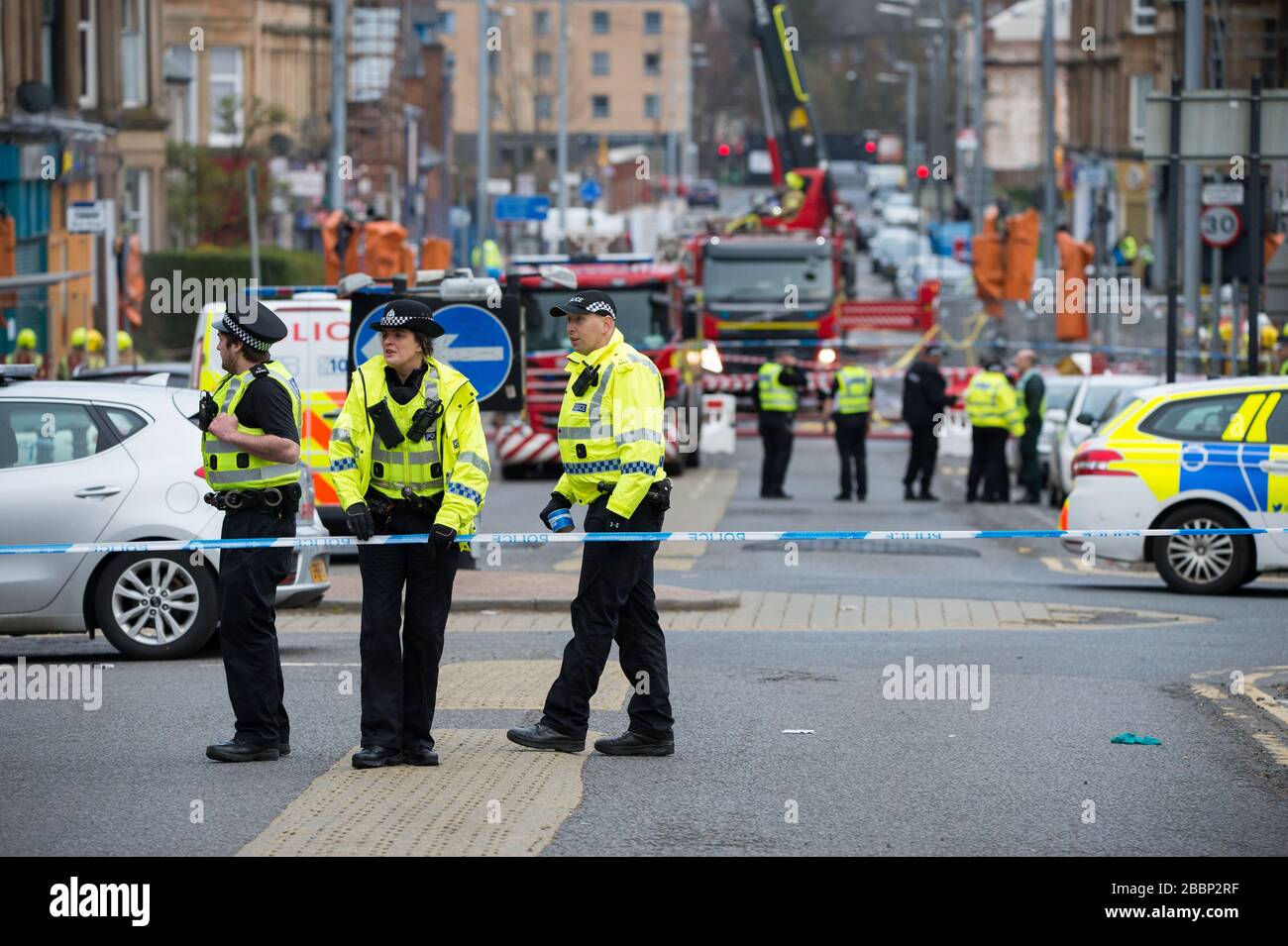 Glasgow, UK. 1 April 2020. Pictured: Tenement House Fire in Albert ...
