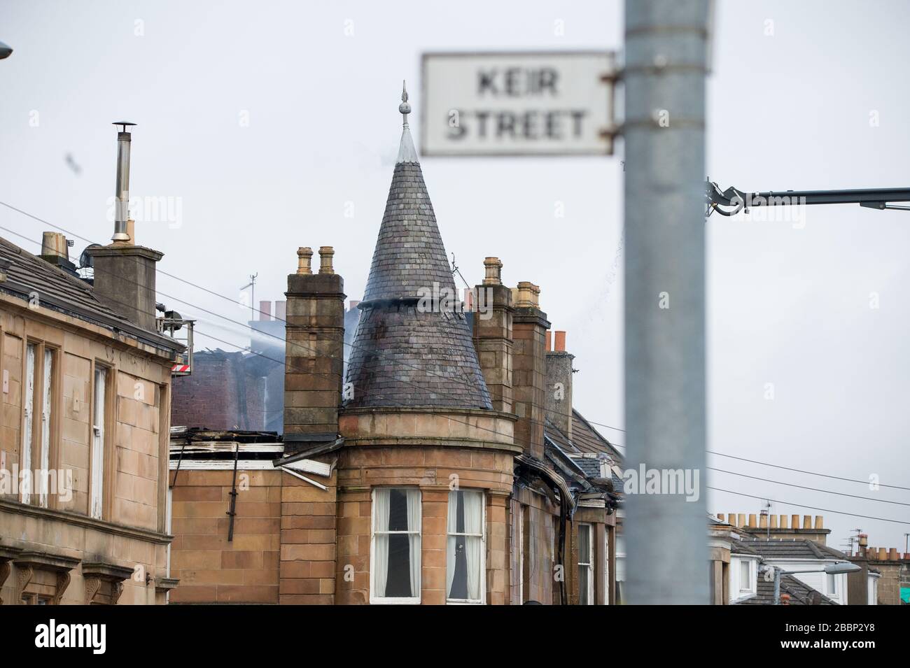 Glasgow, UK. 1 April 2020. Pictured: Tenement House Fire in Albert ...