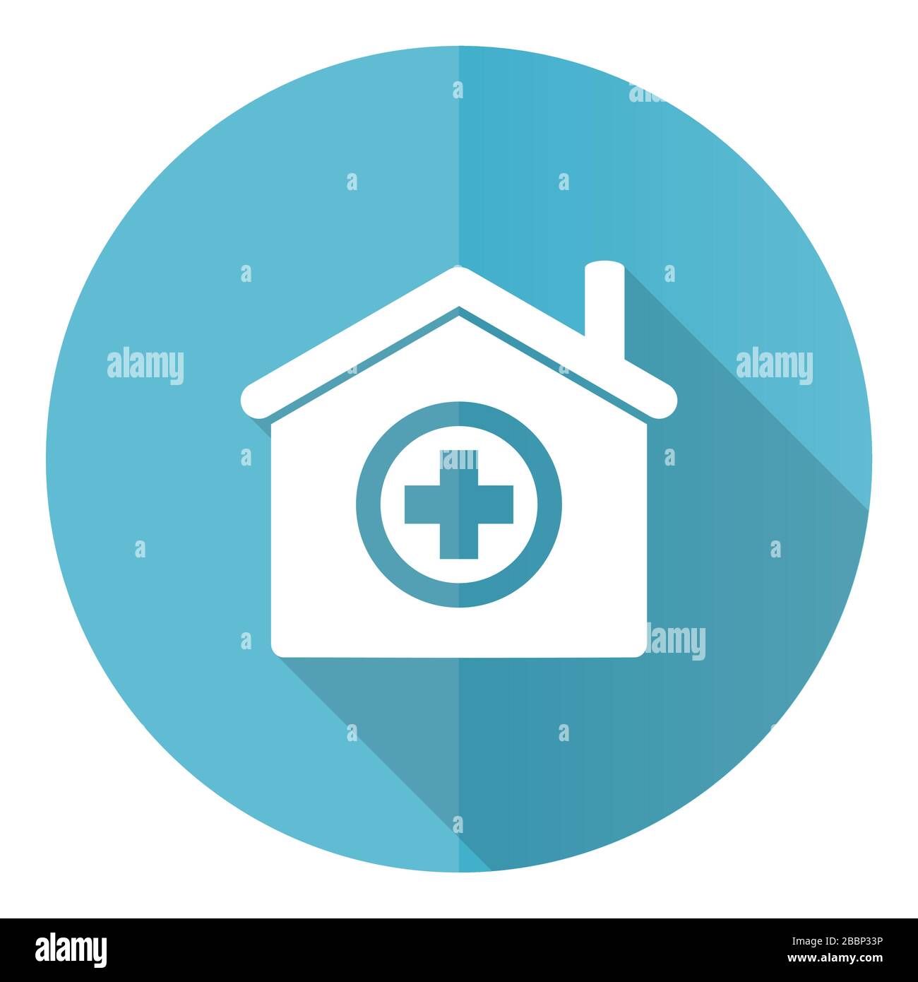 Hospital blue round flat design vector icon isolated on white ...