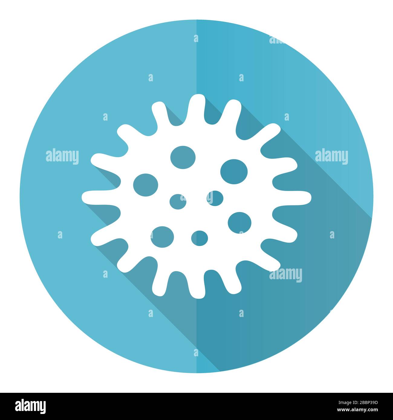 Virus blue round flat design vector icon isolated on white background ...