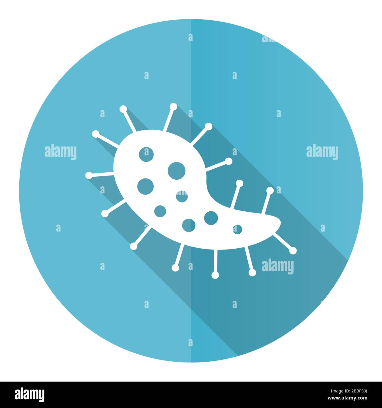 Virus blue round flat design vector icon isolated on white background ...